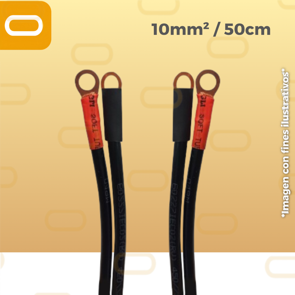 Kit de Cable 10mm² unión entre baterías 50cm | Cable Eléctrico | Inclu